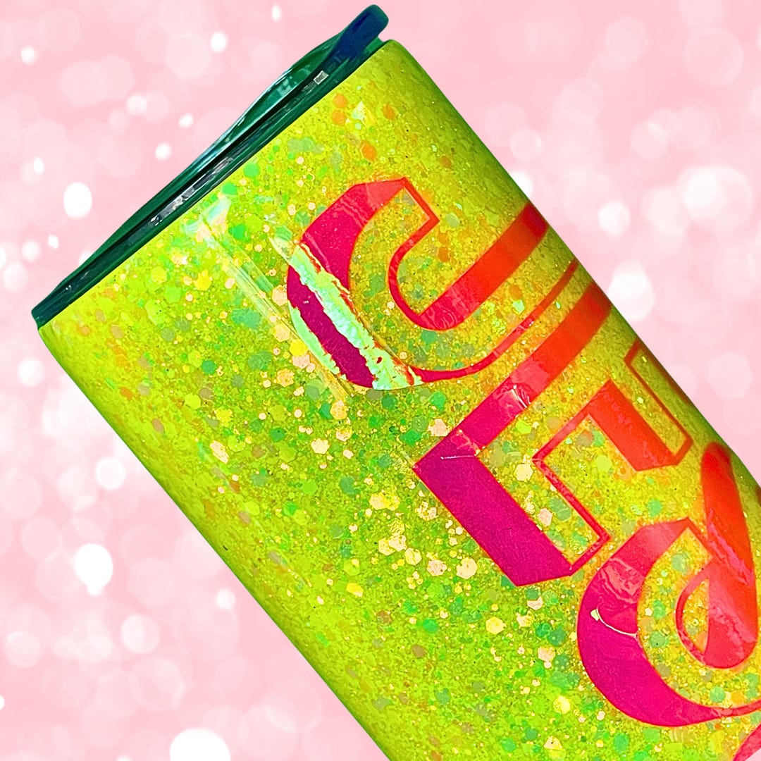 Neon Yellow Sparkle Cup | Yellow Glitter Tumbler | Personalized Glitter ...