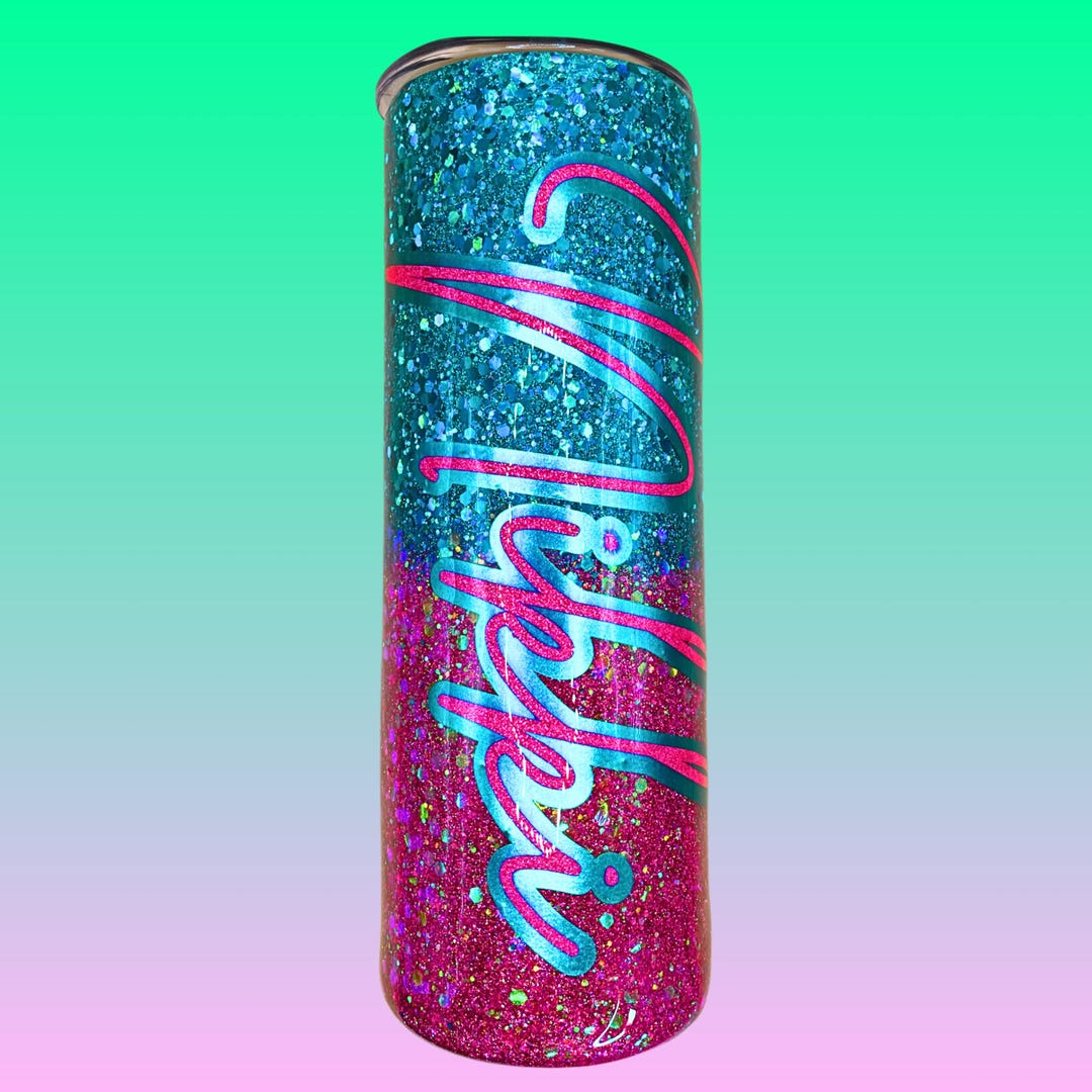 Split Glitter Tumbler | Pink Blue Cup | Pink and Teal Glitter Tumbler ...