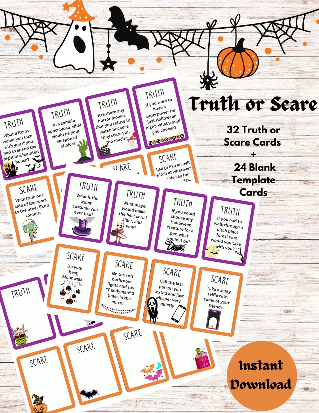 Truth or Scare Halloween Game Fun for All Ages Great for Halloween ...