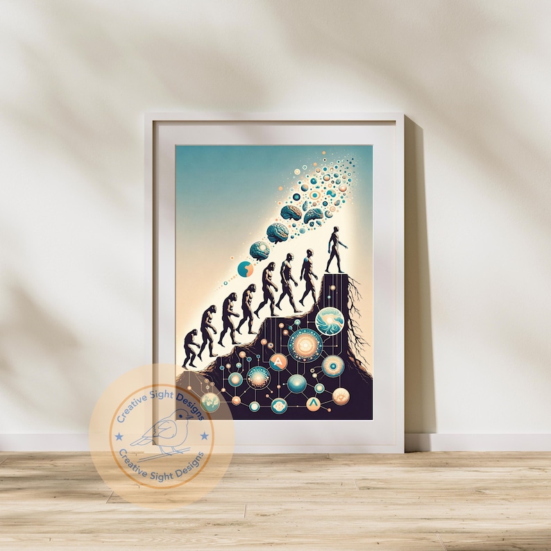 Human Evolution Wall Art – Digital Science Poster, Natural Selection ...