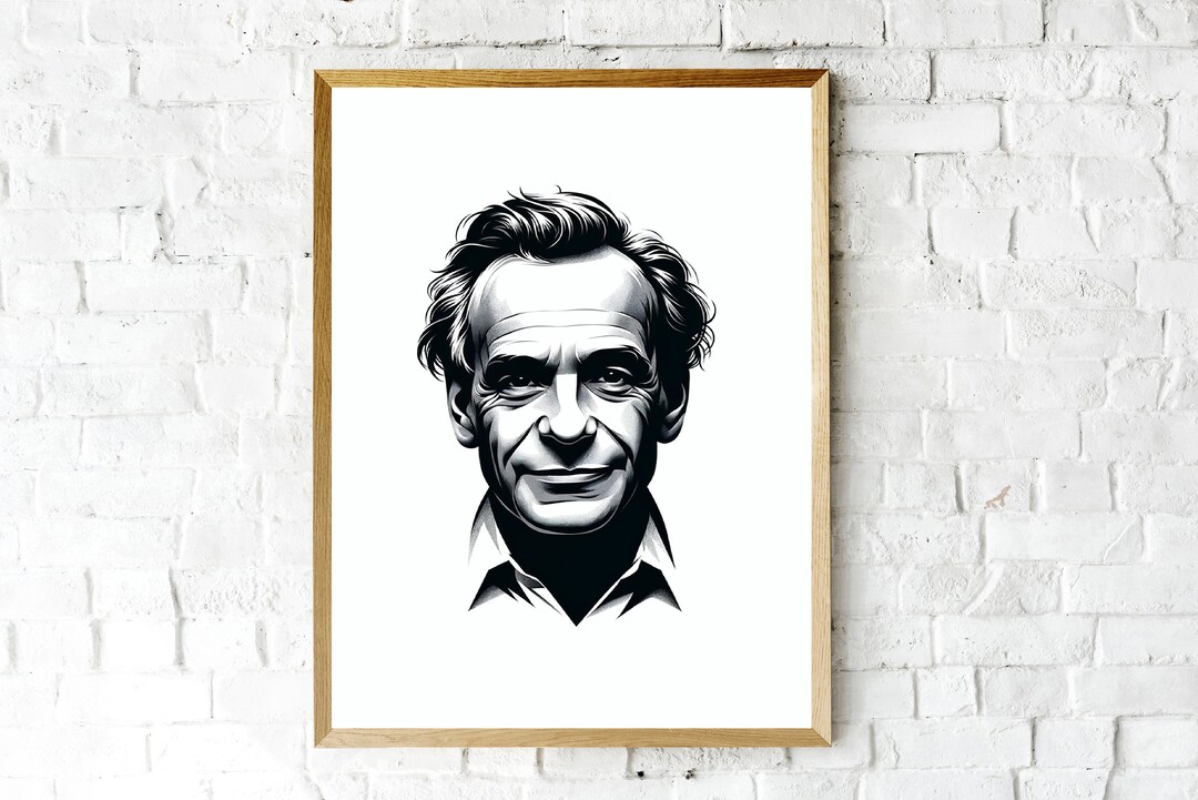 Richard Feynman Portrait in Black and White. Digital Art Download. - Etsy
