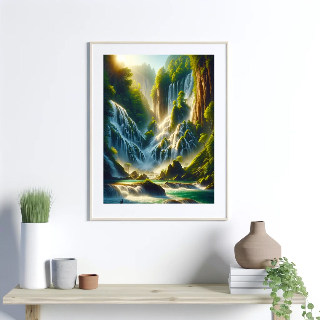 Water Whispers Digital Waterfall Poster. Digital Art to Download - Etsy