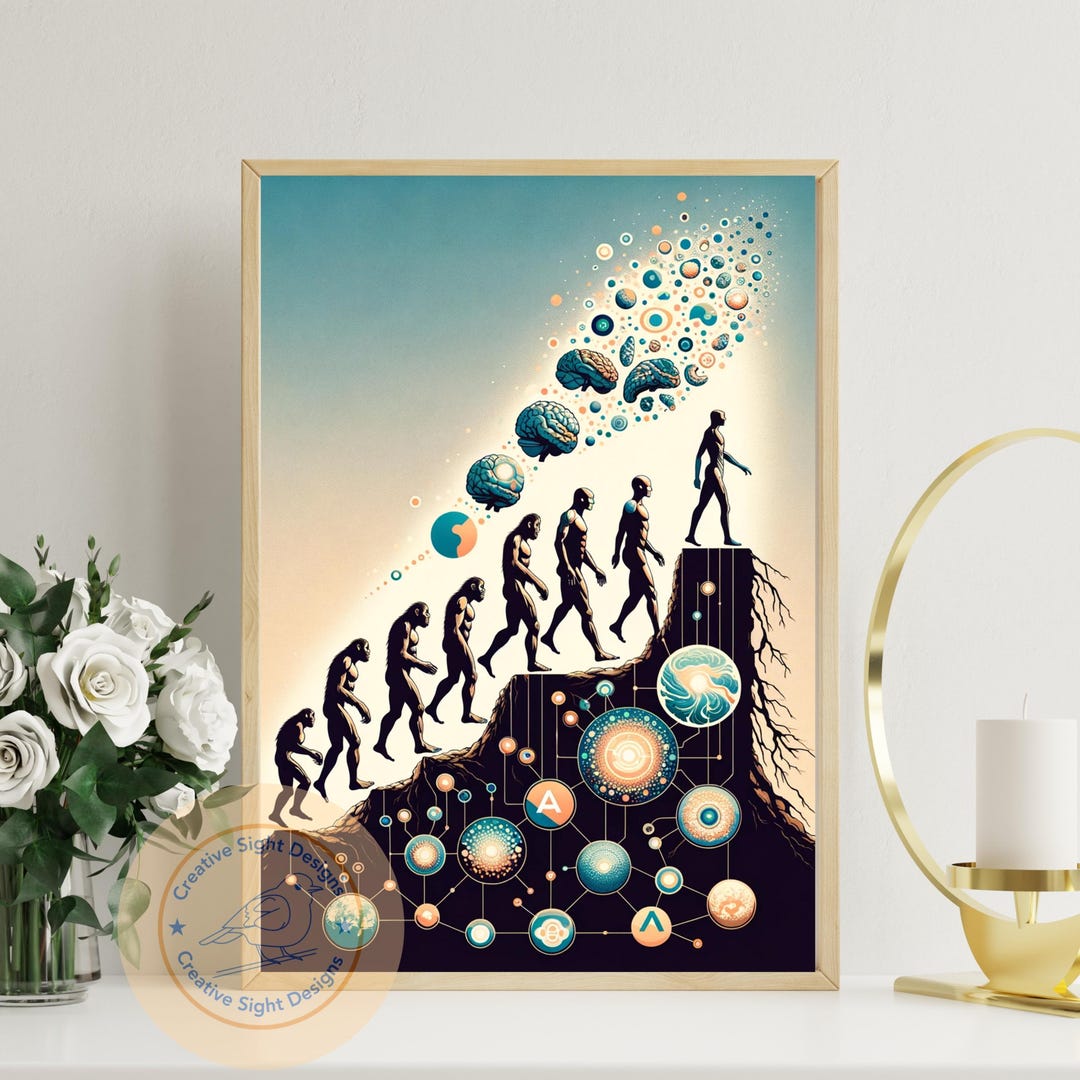 Human Evolution Wall Art – Digital Science Poster, Natural Selection ...