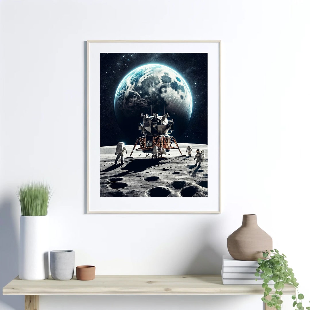 Moon Landing - Moon Landing Poster. Digital Art to Download. - Etsy