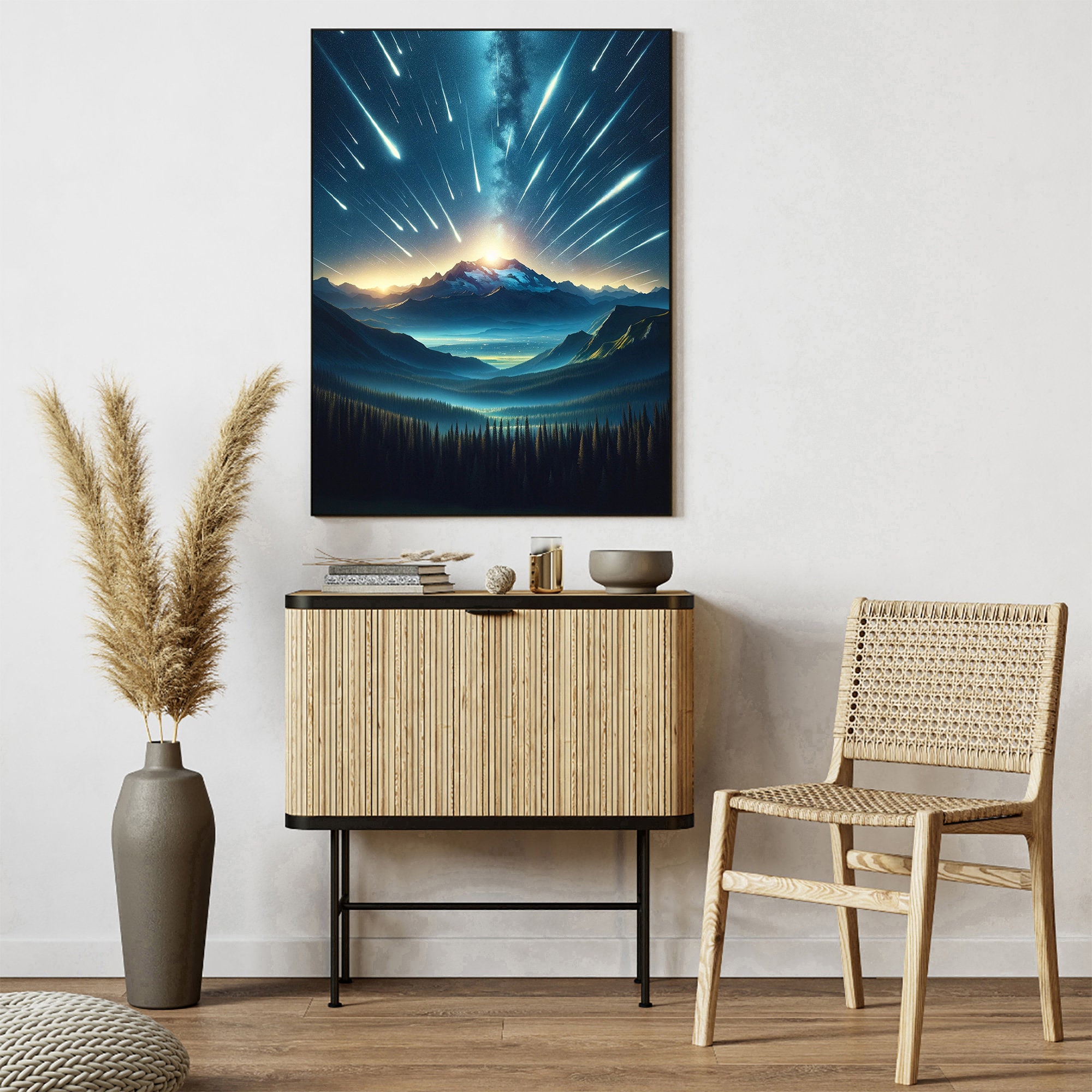 Celestial Rain - 2 Posters : Meteor Shower and Mountains Collection ...