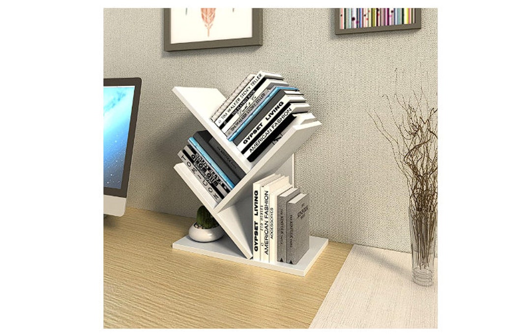 Tree Bookshelf 3-tier Book Storage Organizer Shelves Floor Standing ...