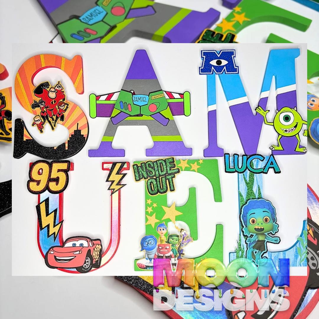 Pixar Wooden Decorative Letters Pixar Themed Name Tags Birthday Pixar ...