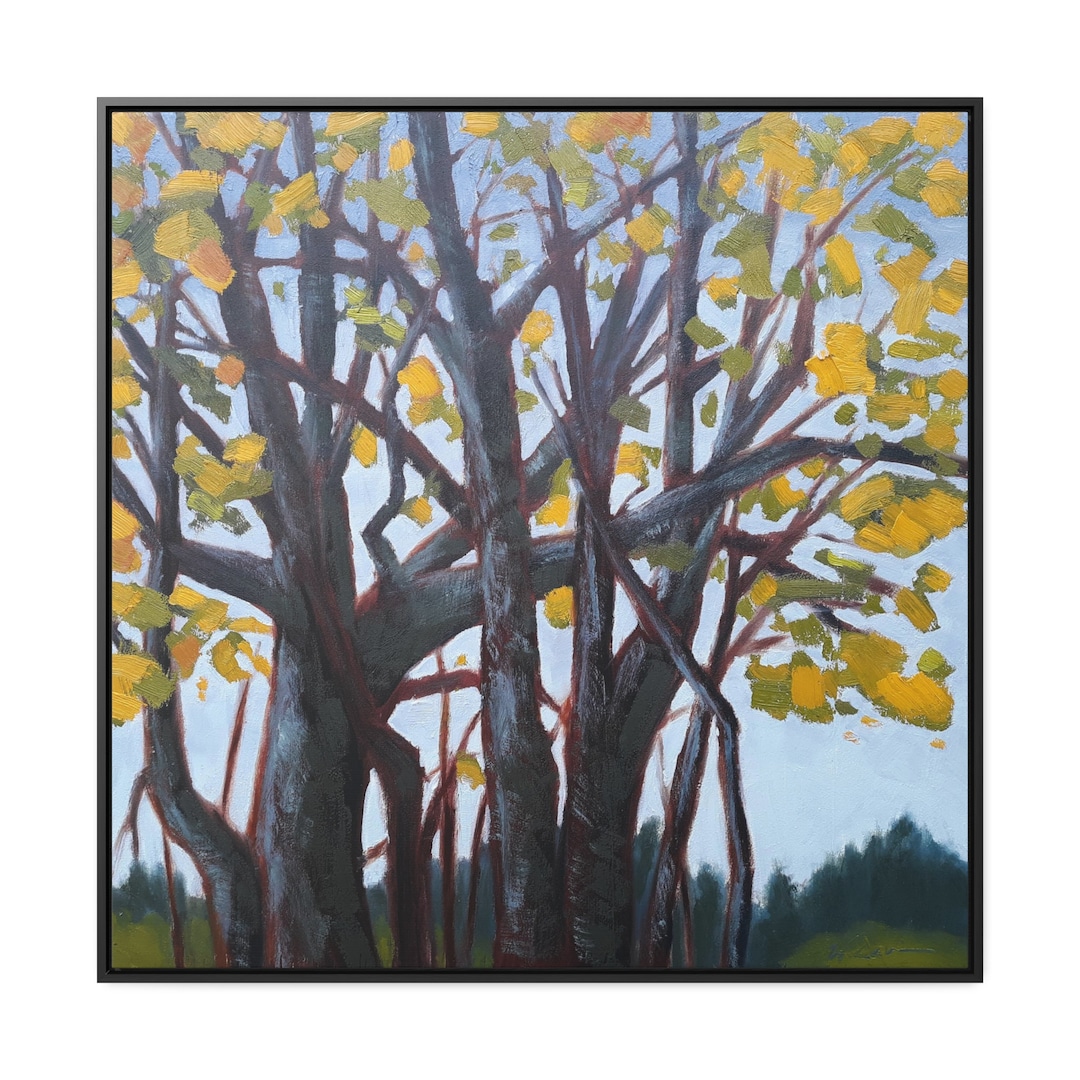 Falling, Landscape Art Fall Color Leaves Wall Art Oak Tree Dropping ...