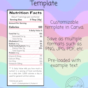 Editable Nutritional Facts Table Template | Canva | Multiple Formats ...