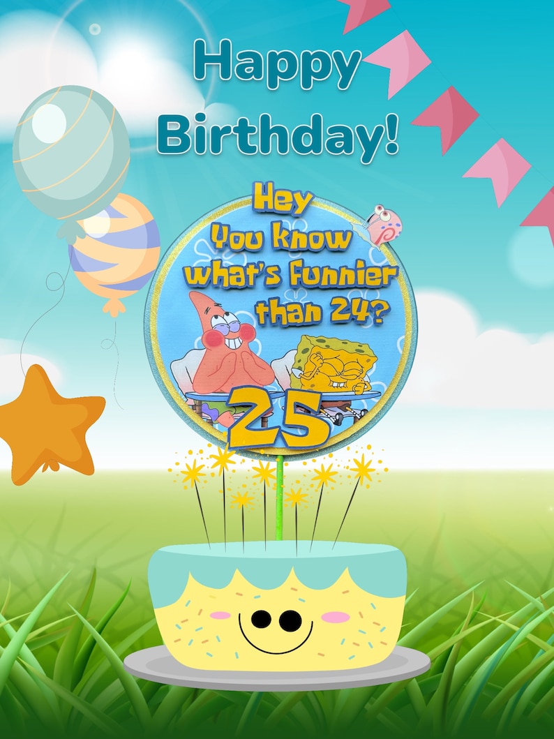 3D What's Funnier Than 24 Cake Topper SPSP 24th Birthday Cake Topper ...