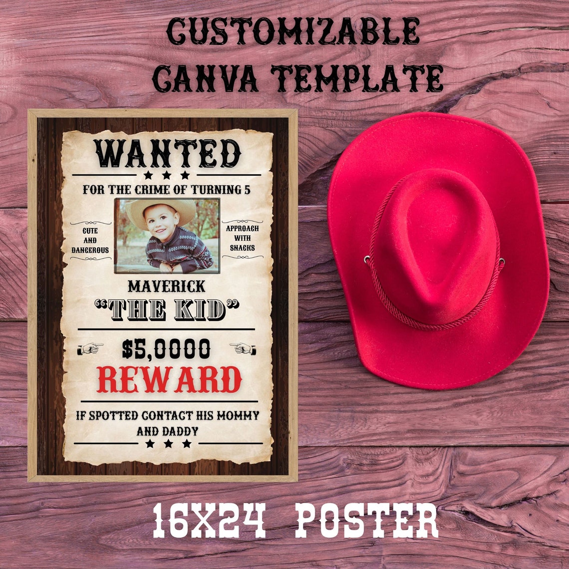 WANTED POSTER Template | Outlaw Birthday | CANVA Template | Western ...