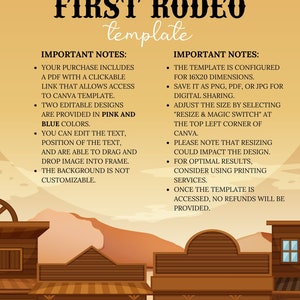 FIRST RODEO First Birthday Milestone Board Editable Template | Cowgirl ...