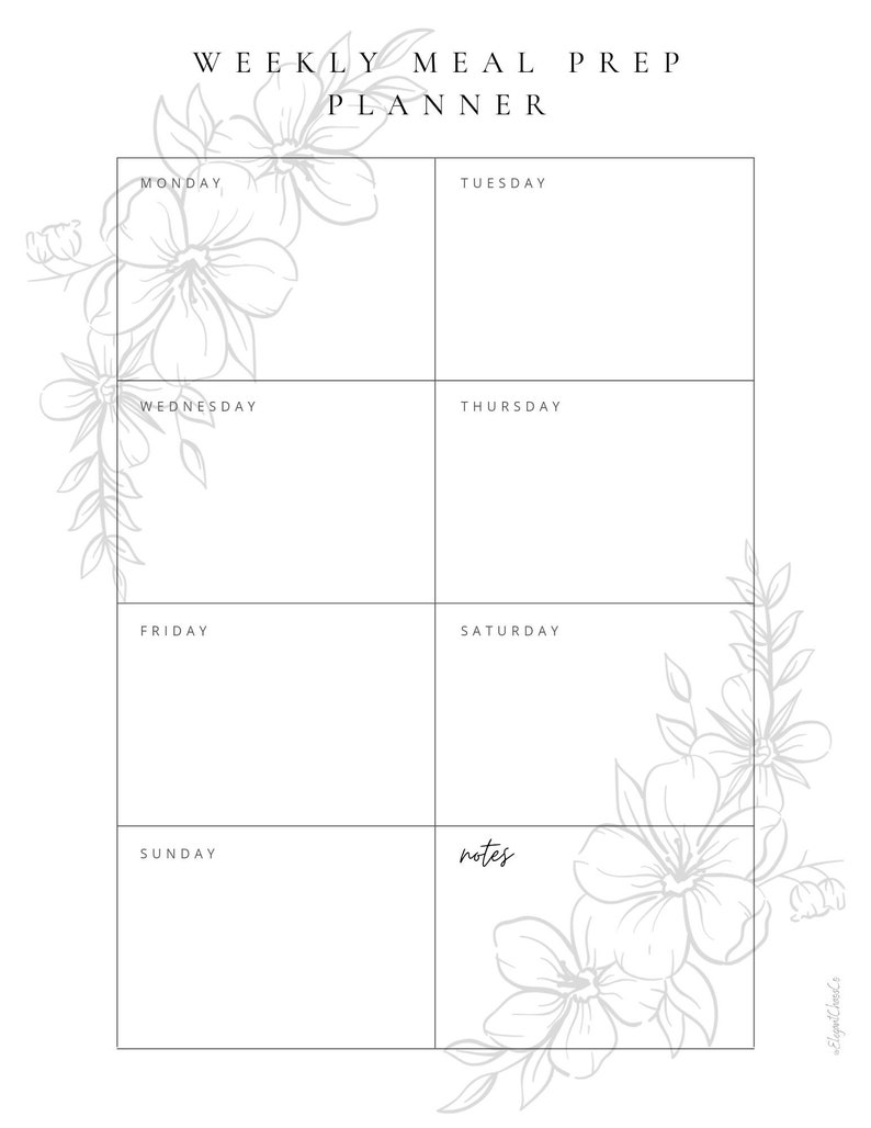 Weekly Meal Prep Planner- Printable - Etsy