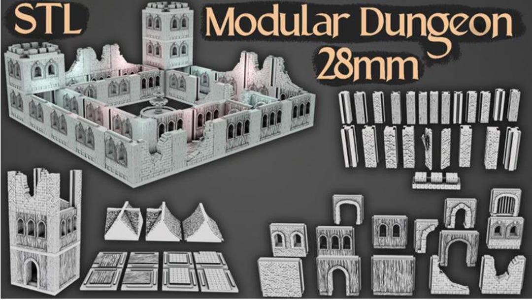 Modular Dnd Dungeon Terrain: 28-32mm STL Files (digital Download) - Etsy