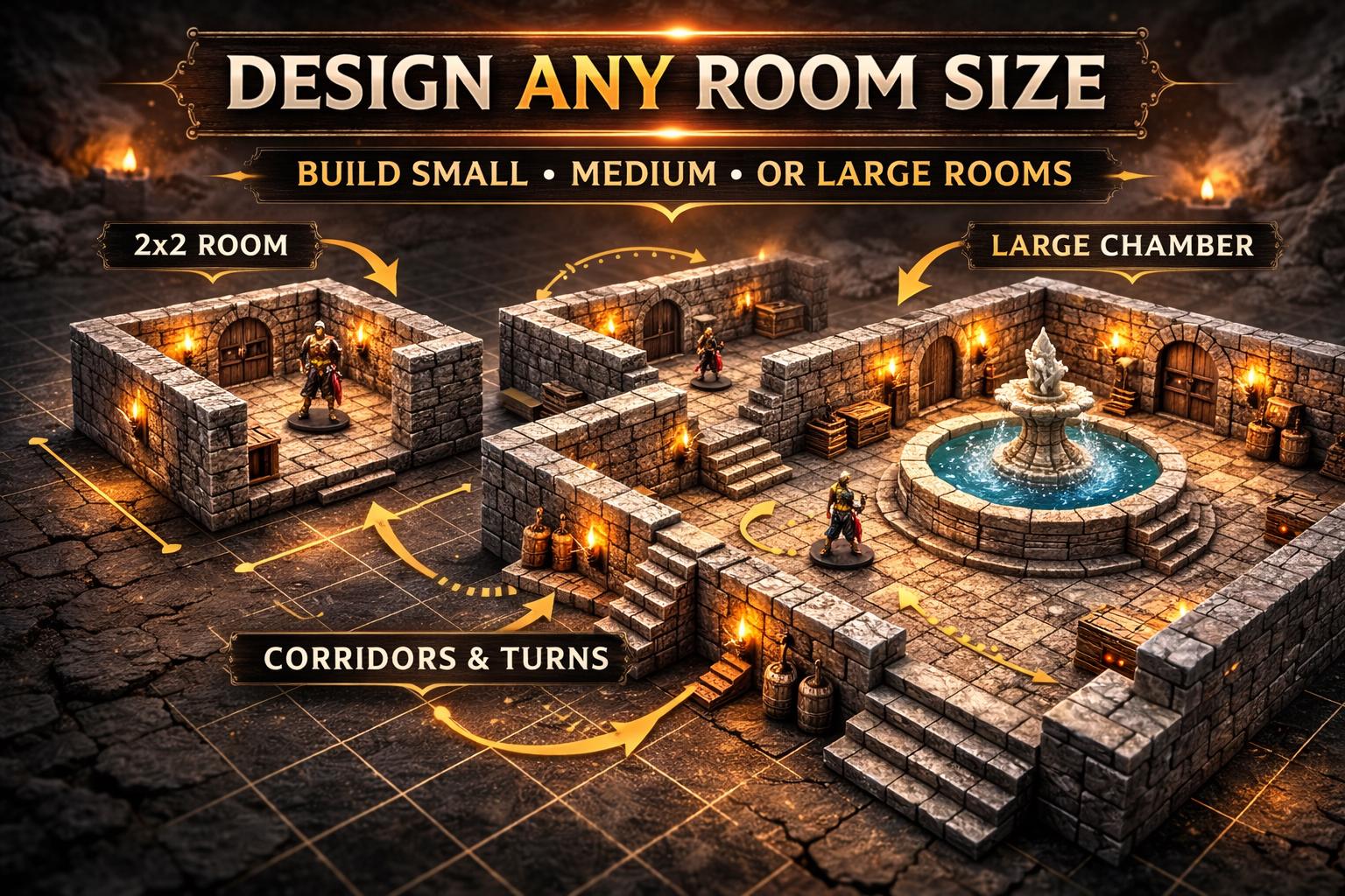 Modular Dungeon 28mm STL | Printable RPG Terrain Tiles (stone & Wood ...