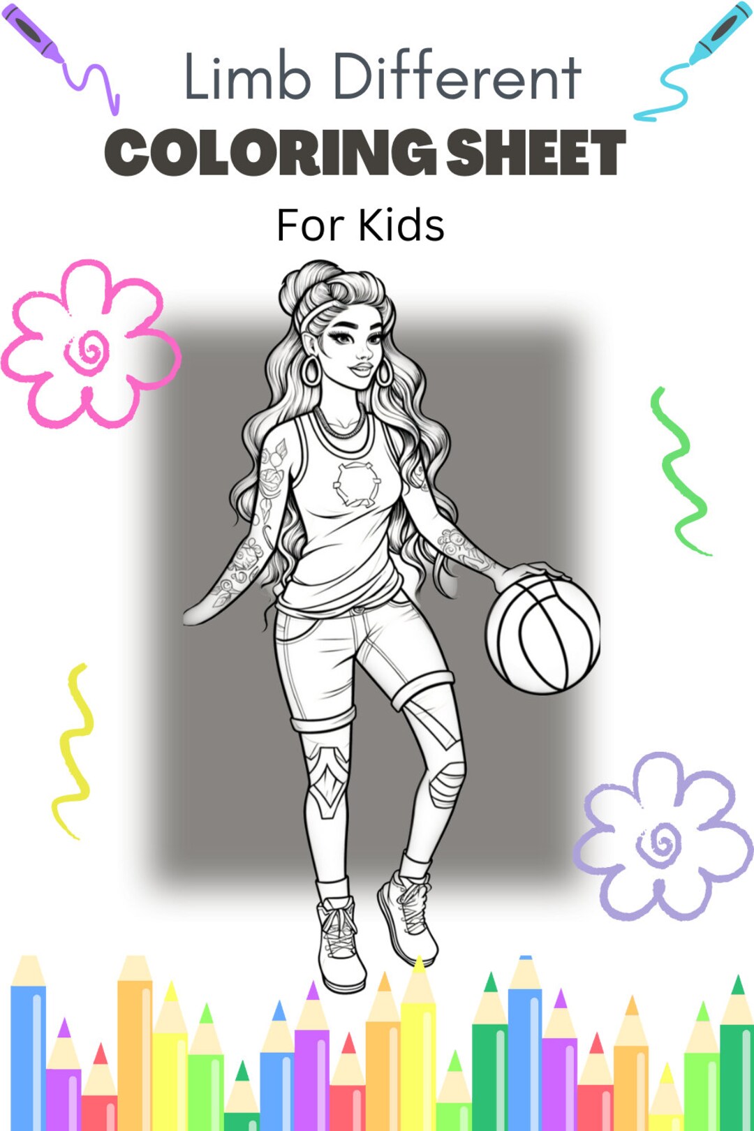 Limb Different Amputee Coloring Sheet-basketball Player - Etsy