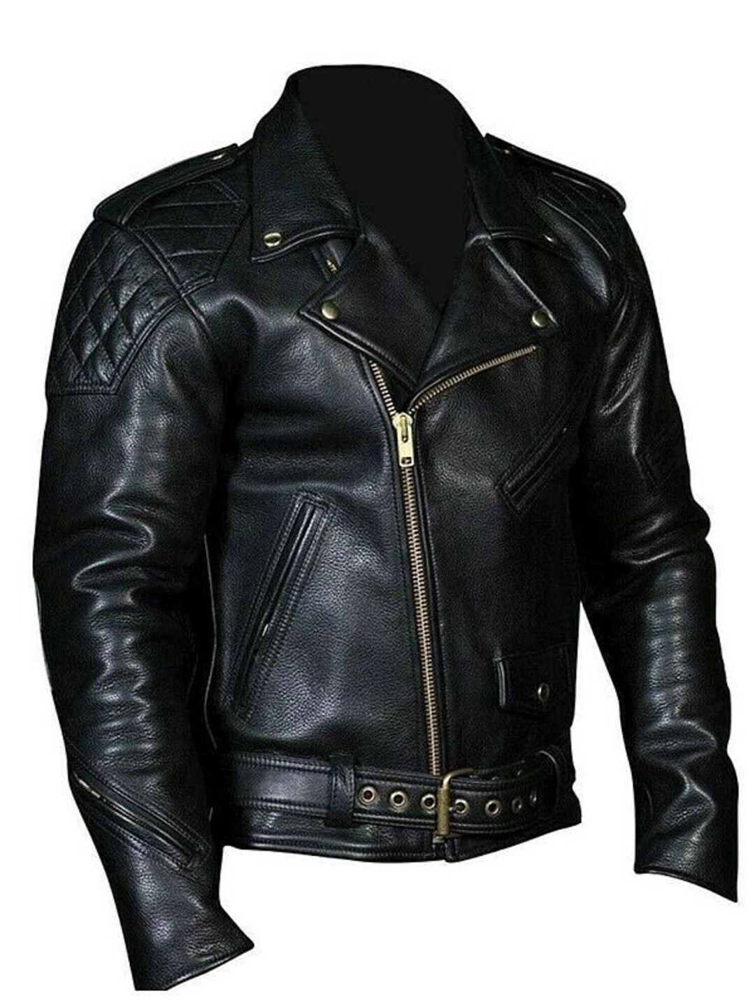 Biker's Black Leather Jacket Police/cop Style, BLUF Member Trendy ...
