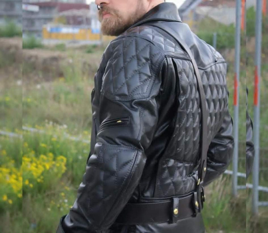 Leather Uniform Jacket With Back Panel Pad, BLUF Member Trendy Uniform ...