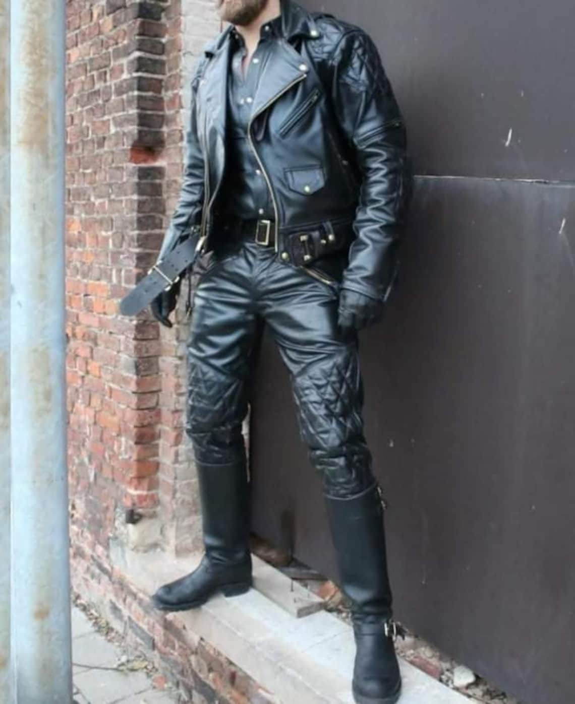Leather Uniform Jacket With Back Panel Pad, BLUF Member Trendy Uniform ...