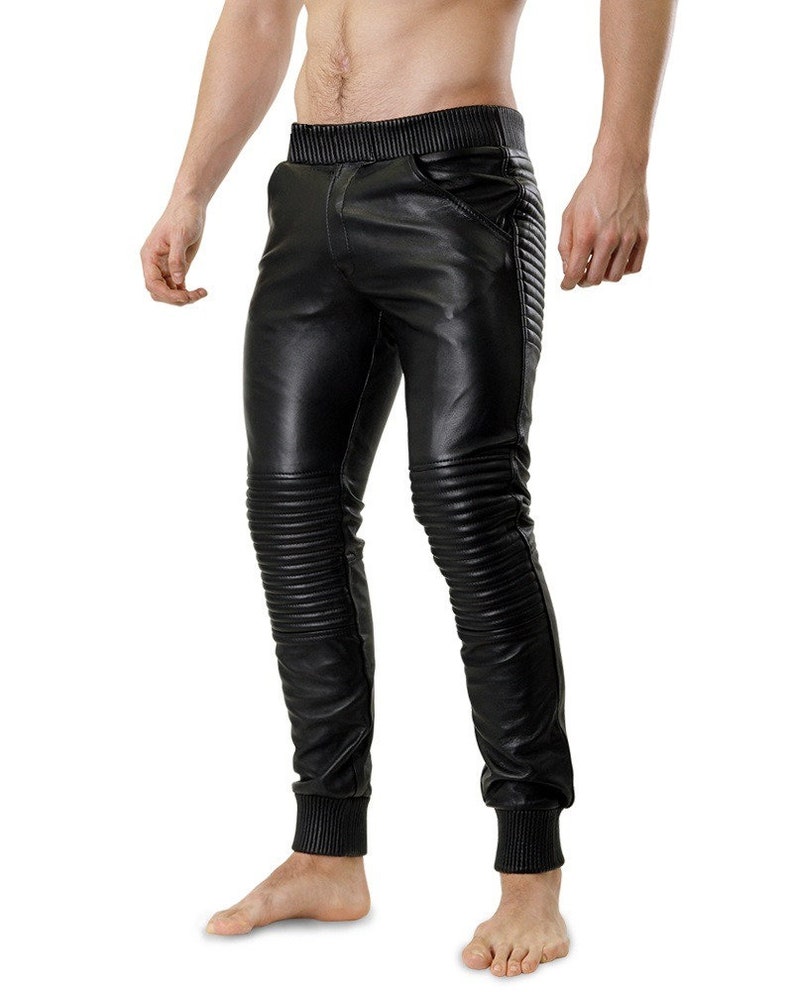 Men's Leather Pants. Handmade Leather Jogger Pants, Black Leather Pants ...