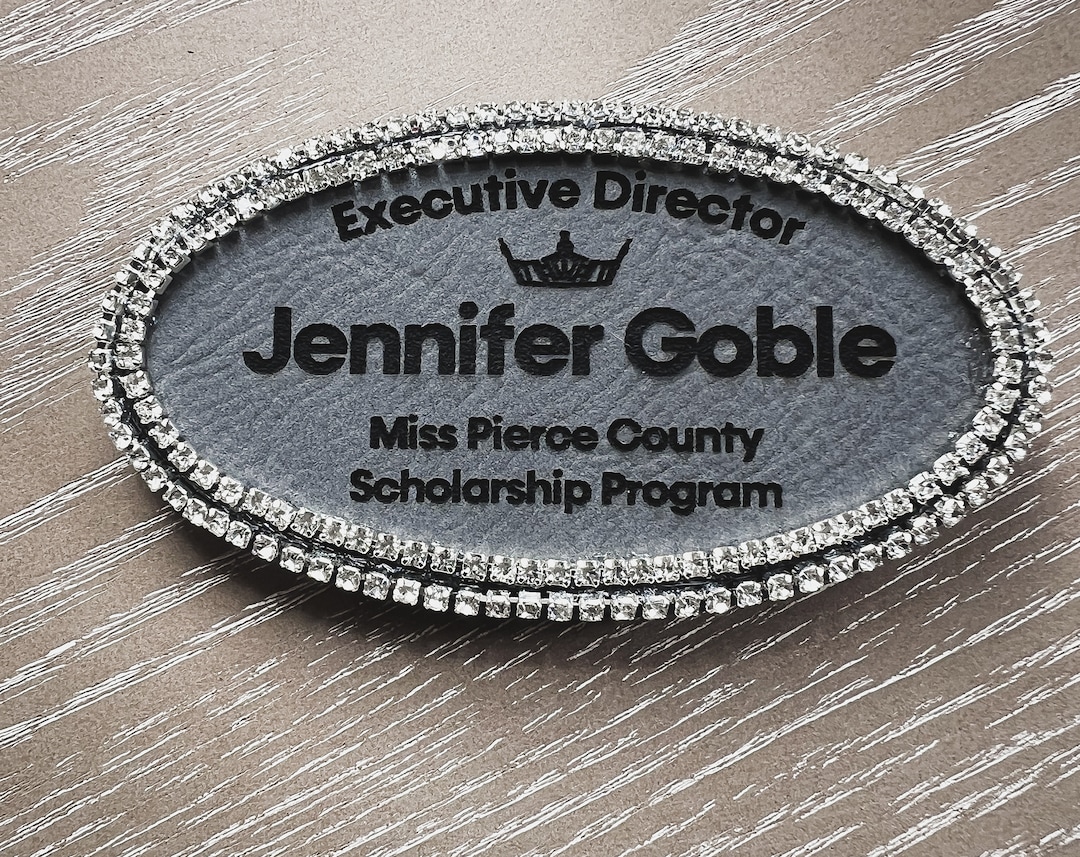 Magnetic Miss America Rhinestone Name Badge | Bling Name Tag | MAO ...
