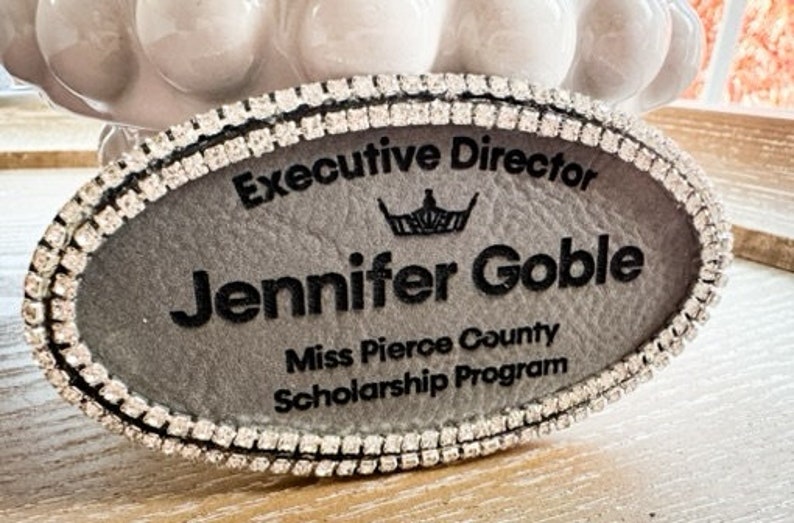 Magnetic Miss America Rhinestone Name Badge Bling Name Tag MAO Local ...