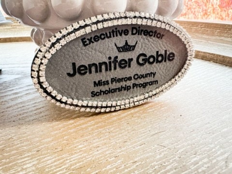 Magnetic Miss America Rhinestone Name Badge | Bling Name Tag | MAO ...