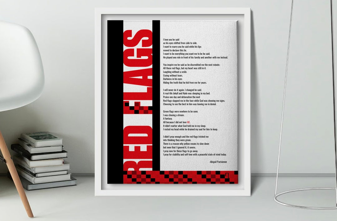 Red Flags Poem Digital Wall Art - Etsy