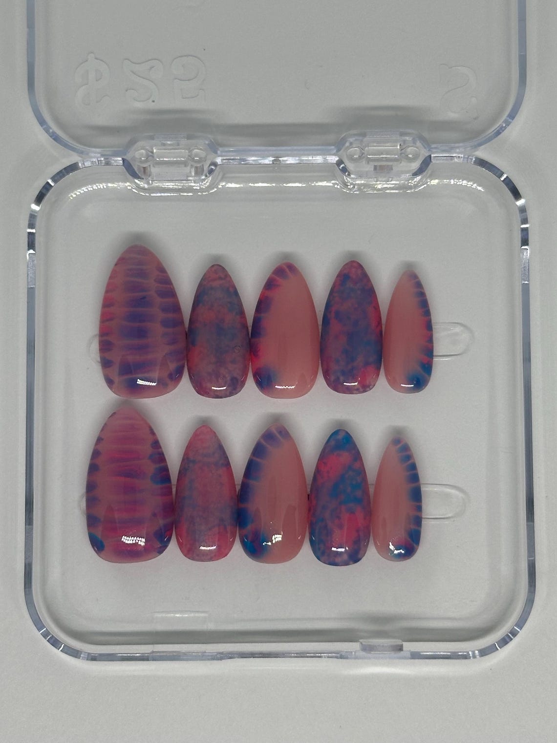 Handmade Tie Dye Press on Nails: Blooming Gel French Tip - Etsy
