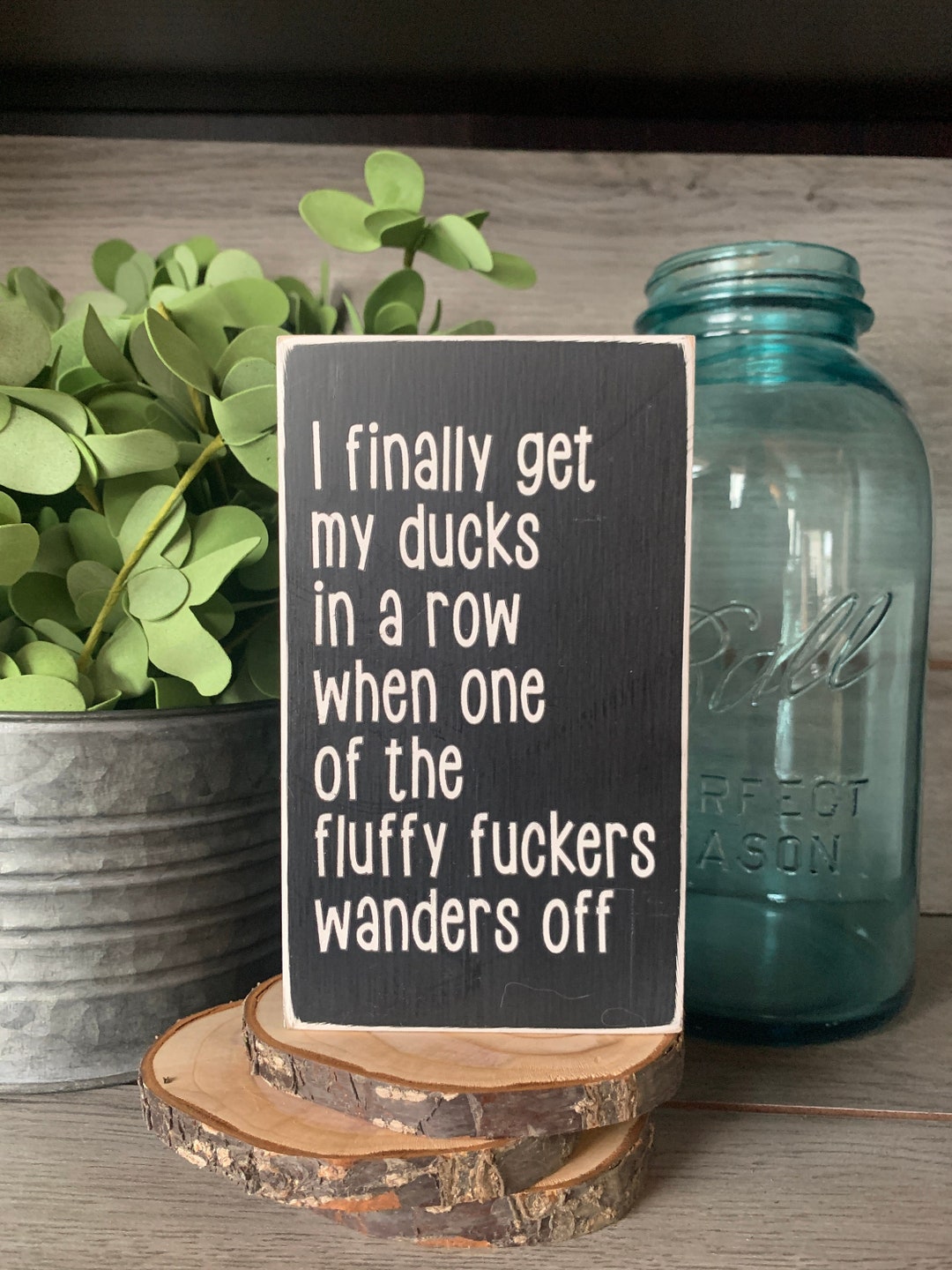 Ducks in a Row Funny Sign, Vulgar Adult Sign, Fluffy Fuckers, Funny ...