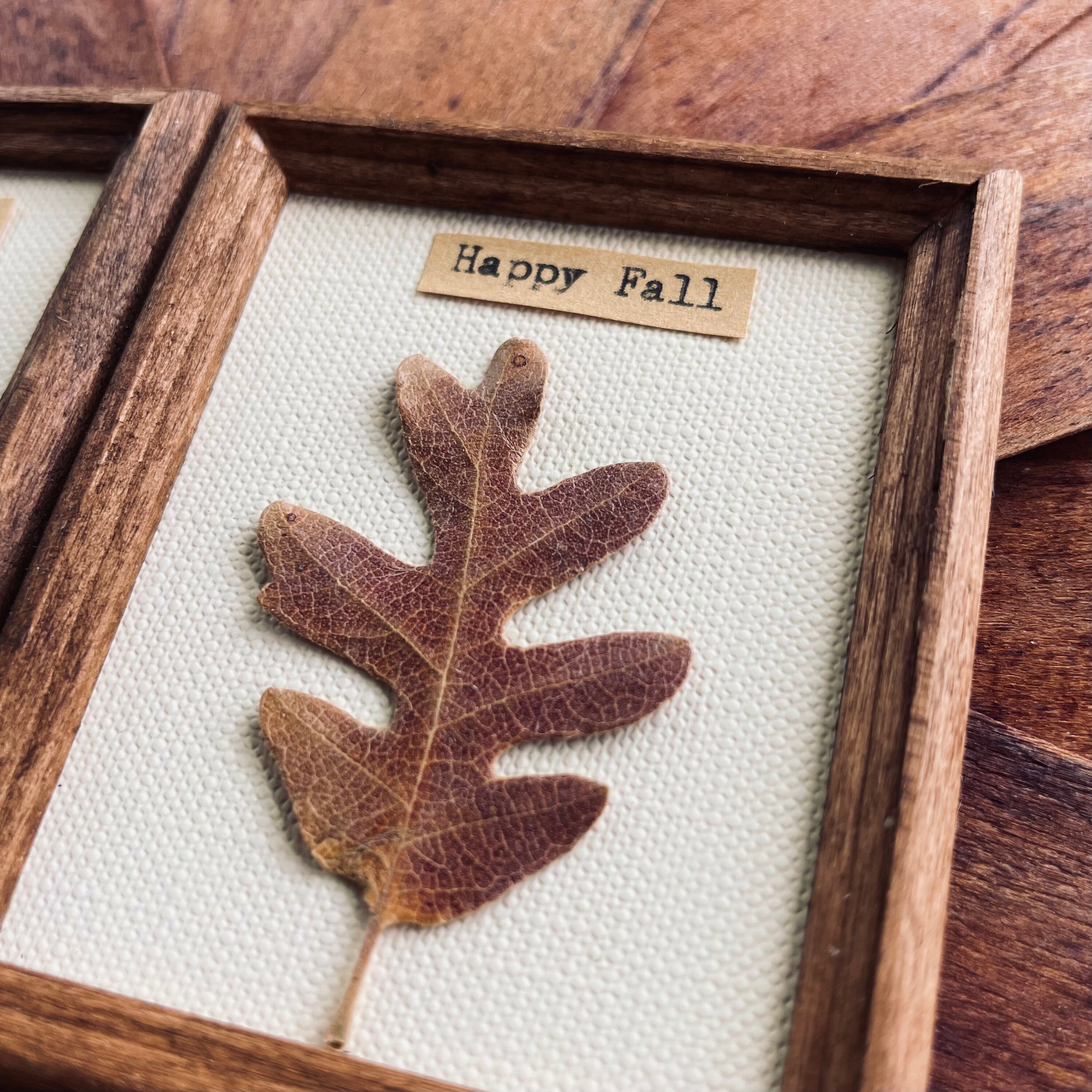 Happy Fall Tiny Autumn Leaf Wood Framed Art 2"x3" | Fall Artwork ...