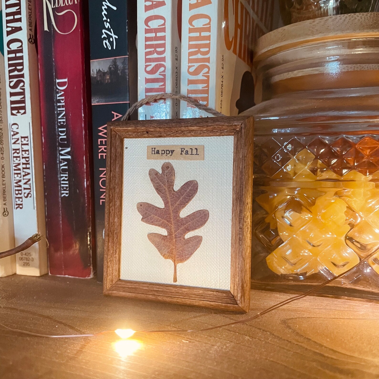 Happy Fall Tiny Autumn Leaf Wood Framed Art 2"x3" | Fall Artwork ...