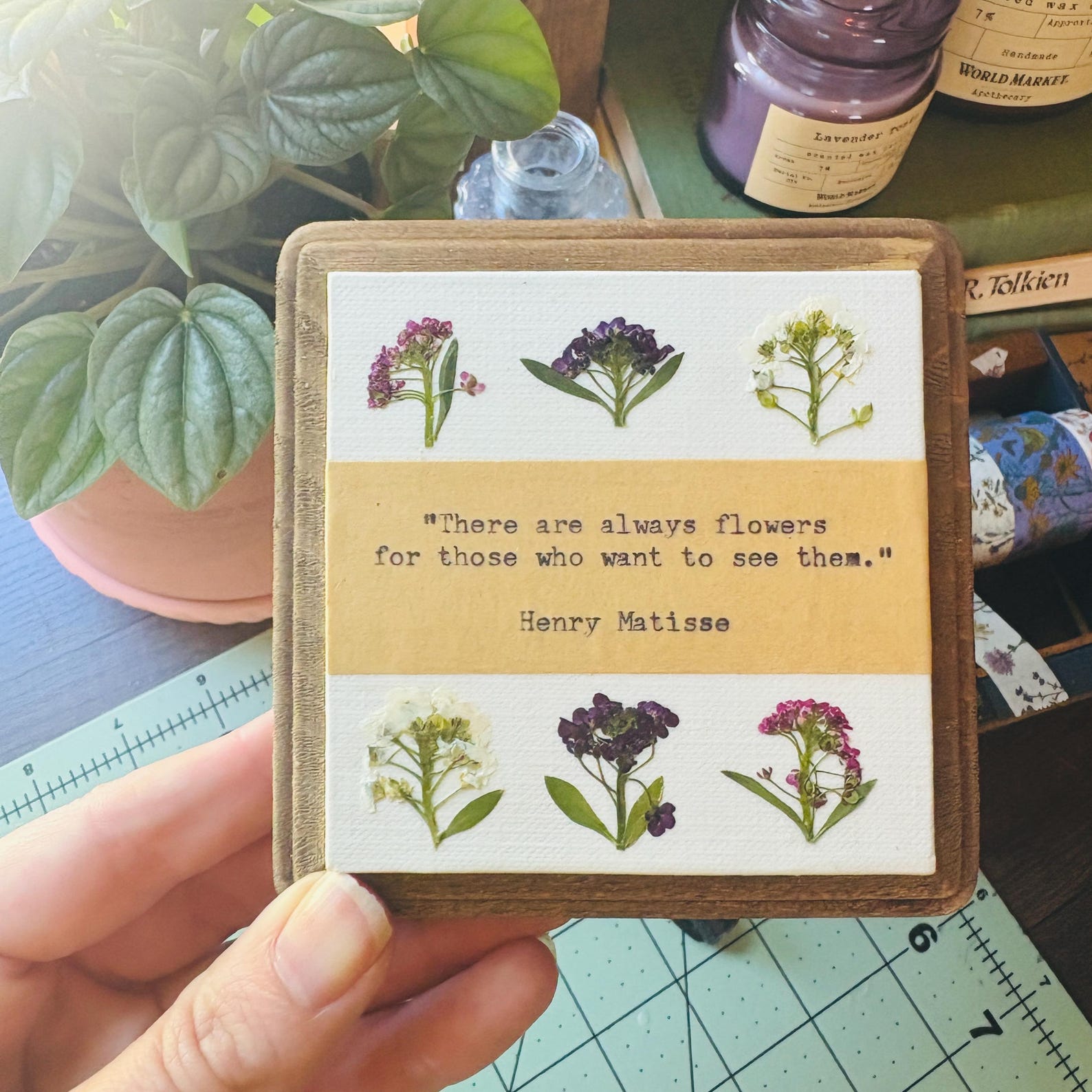 Pressed Flower Wall Art: Claude Monet Quote, Wildflower Decor - Etsy