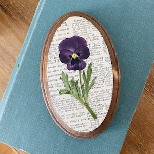 Vintage Book Page Floral Wall Art | Botanical Oval Wall Hanging ...