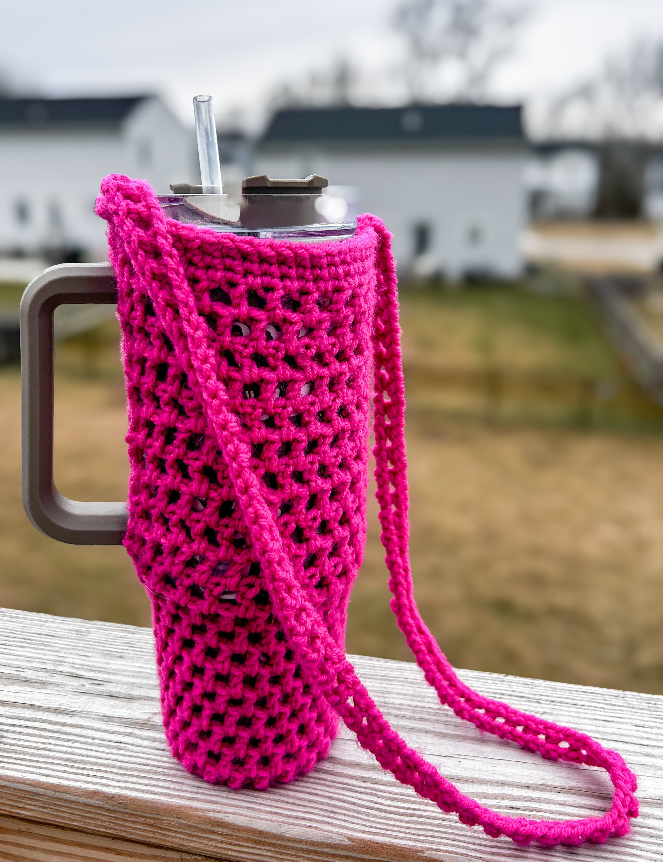 Crossbody Stanley Cup Carrier, Crochet Bottle Holder Bag, Water Bottle ...