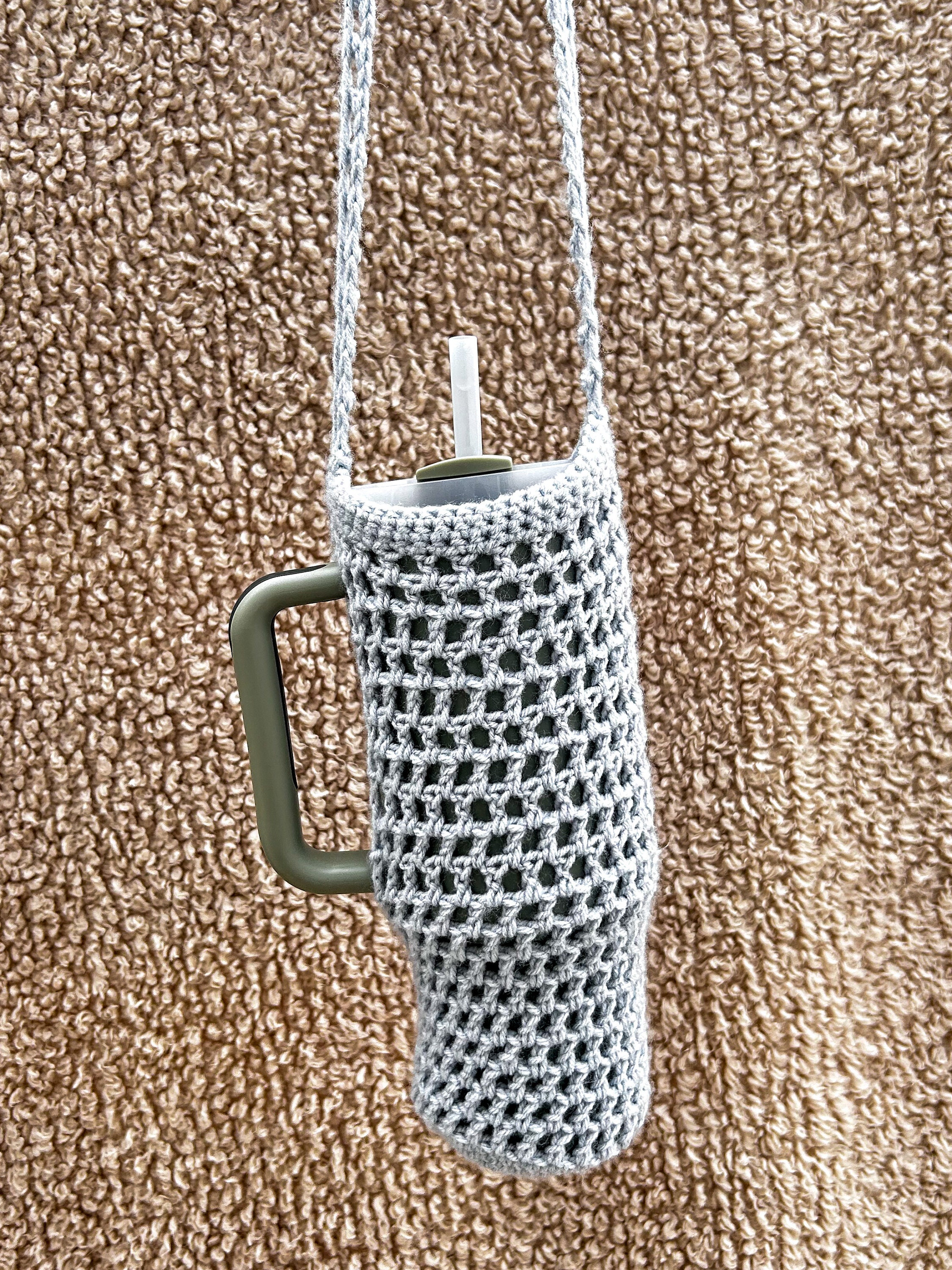 Crossbody Stanley Cup Carrier, Crochet Bottle Holder Bag, Water Bottle ...