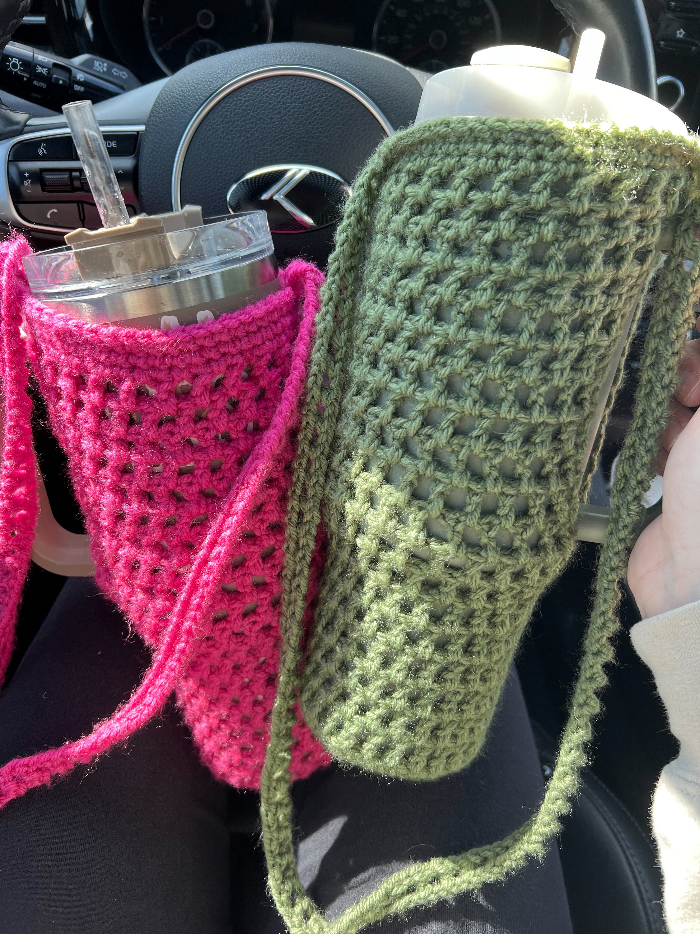 Crossbody Stanley Cup Carrier, Crochet Bottle Holder Bag, Water Bottle ...