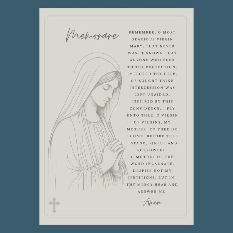 Memorare Catholic Prayer Card (digital) - Etsy