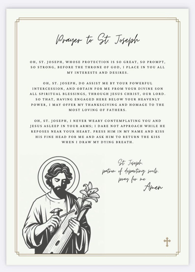 St. Joseph Prayer Card (digital) - Etsy