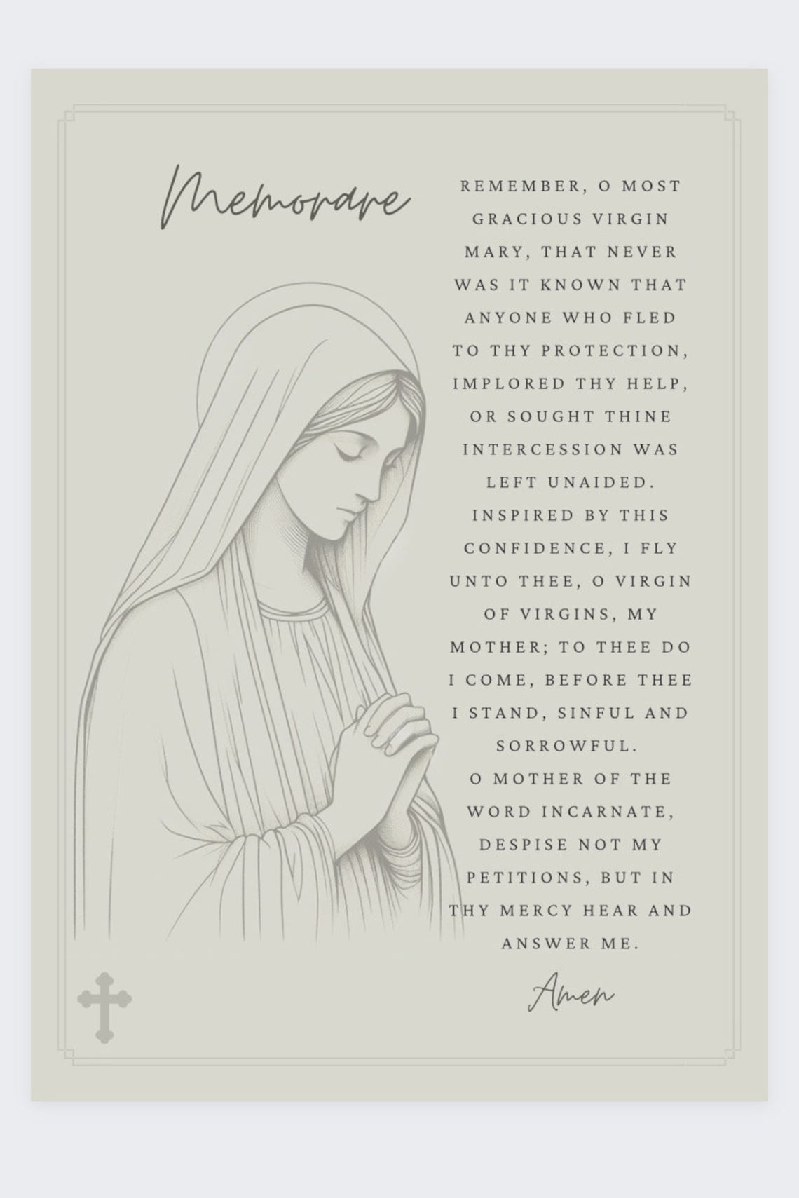 Memorare Catholic Prayer Card (digital) - Etsy