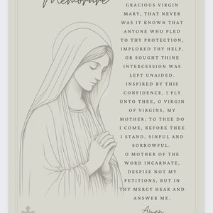 Memorare Catholic Prayer Card (digital) - Etsy