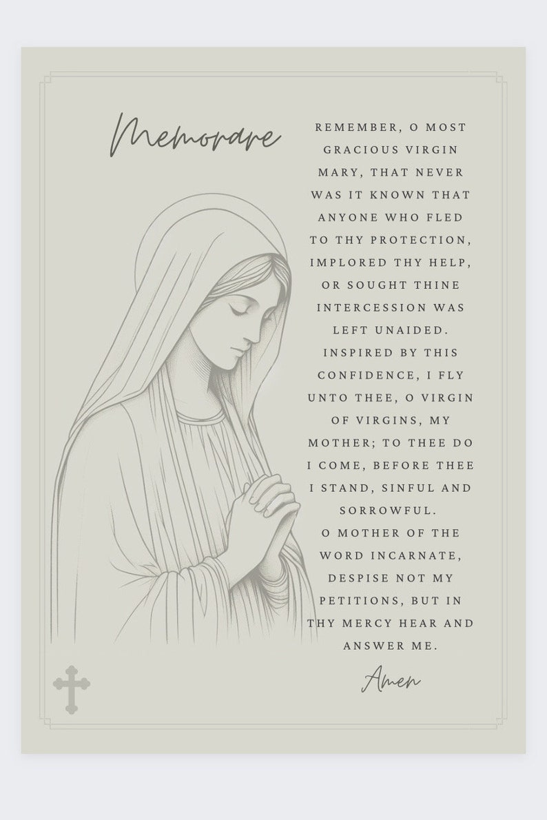 Memorare Catholic Prayer Card (digital) - Etsy