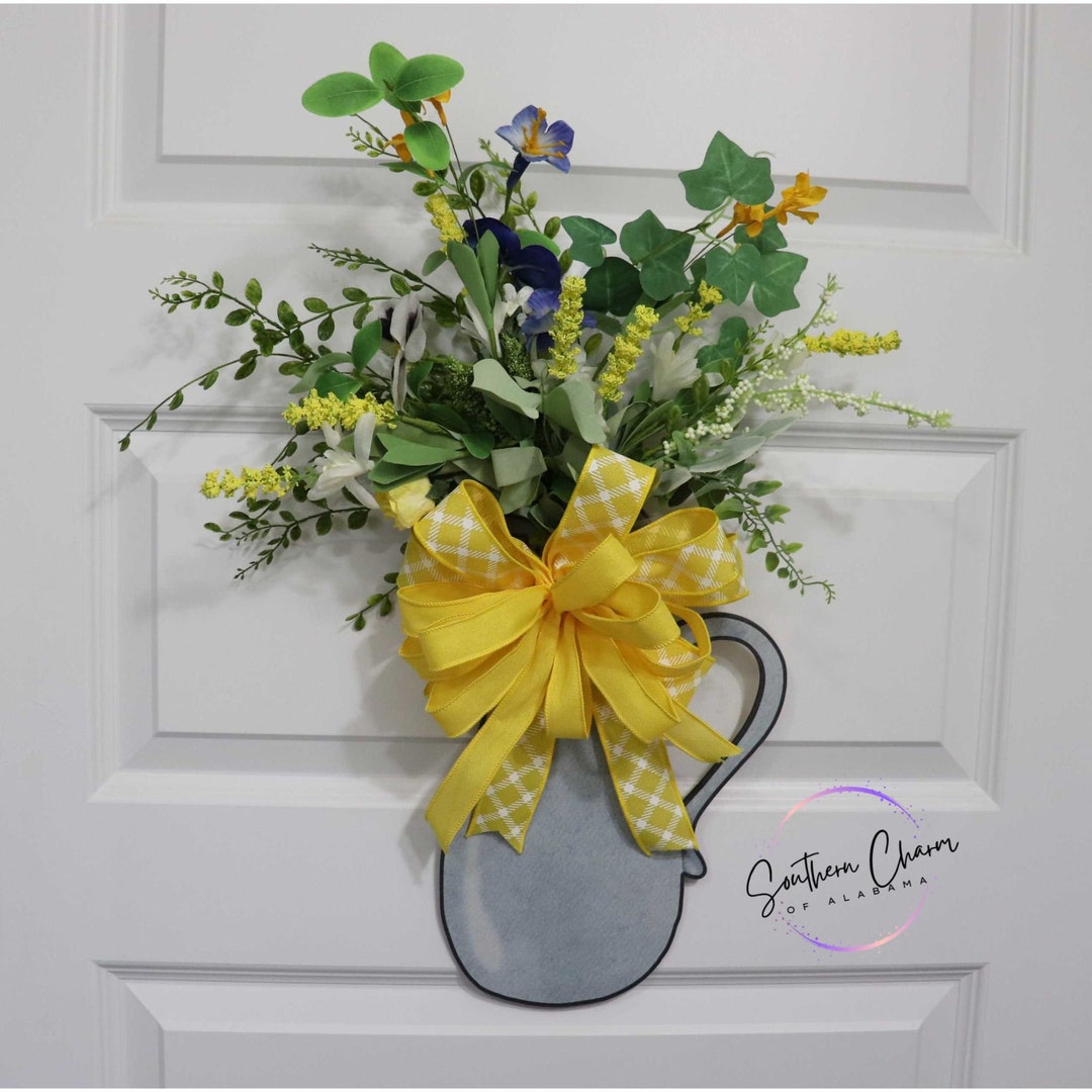 Charming Drink Pitcher Door Hanger With Bow and Florals - Etsy