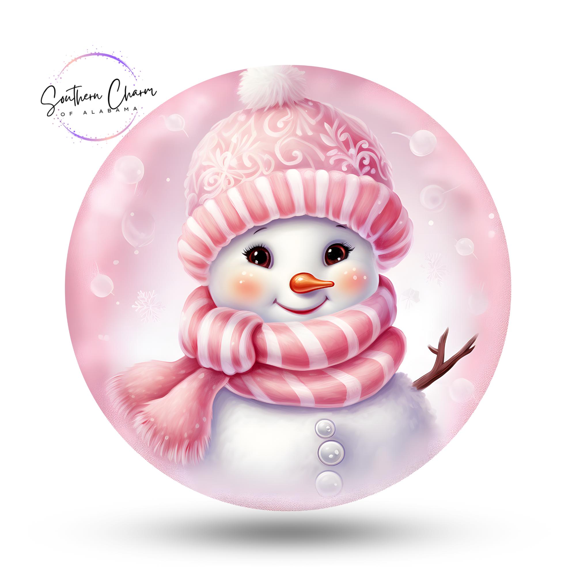Super Cute Pink Snowman Sign. Door Decor, Door Hanger, Wreath Decor ...