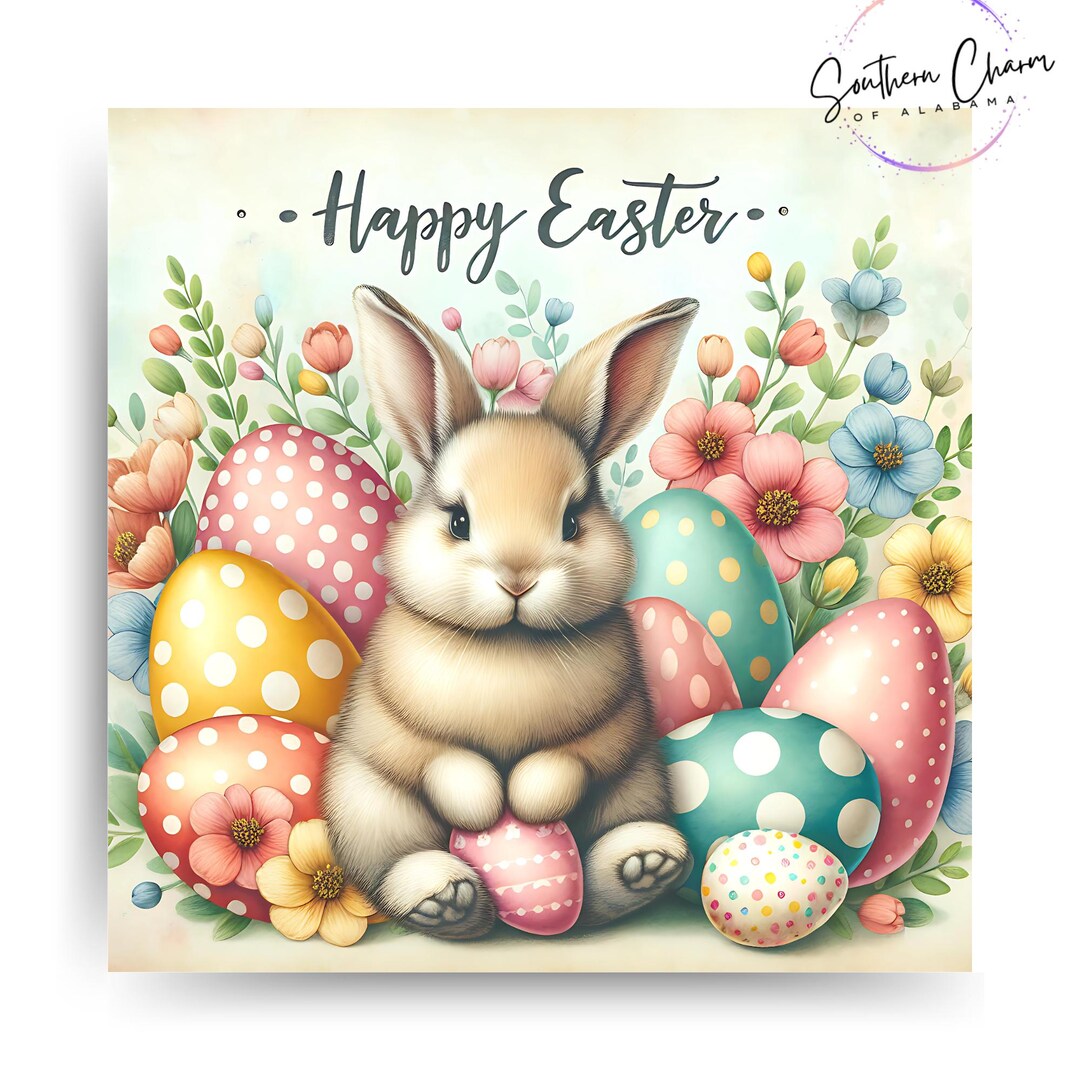 Happy Easter Digital PNG Download File for Sublimation, Little Bunny ...
