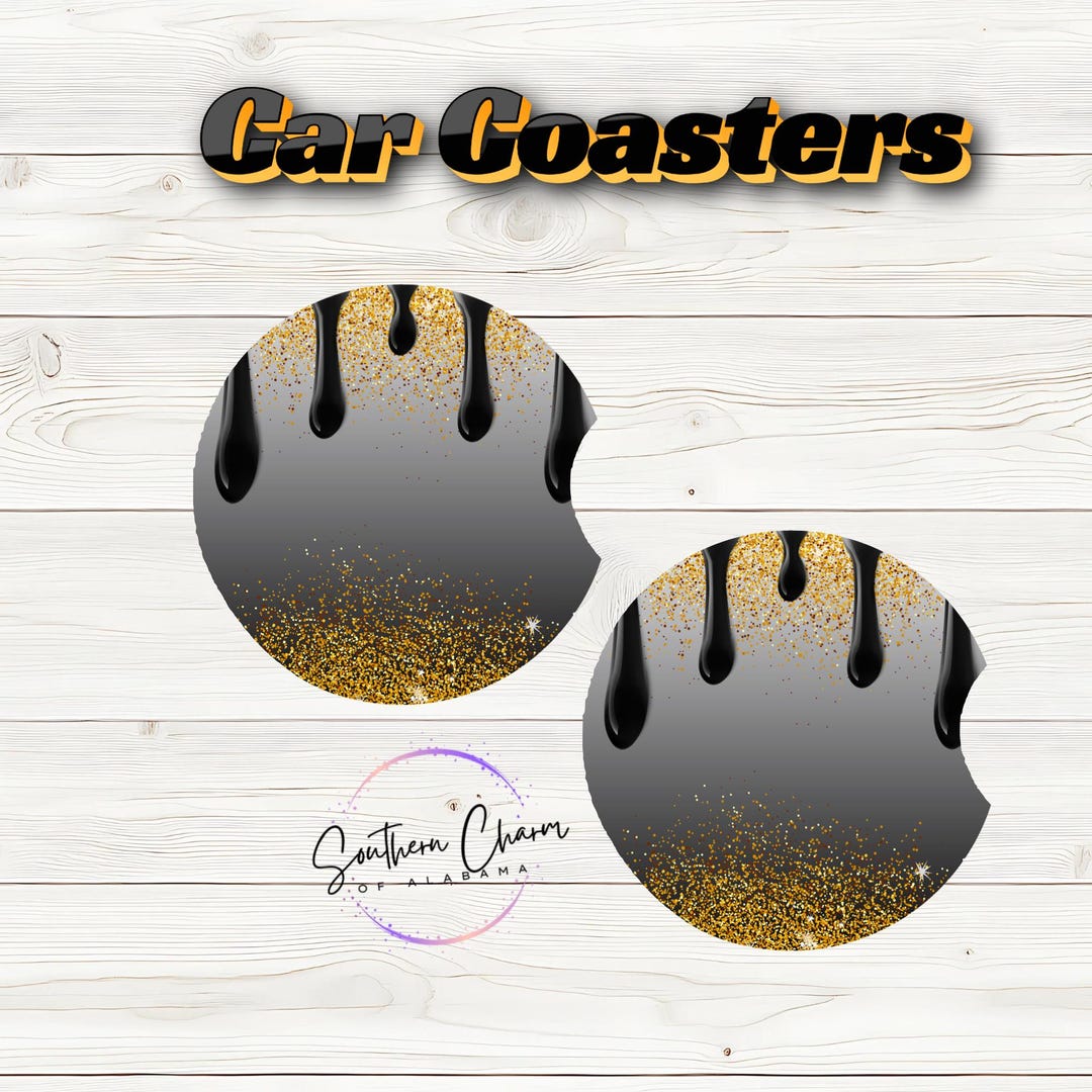 Dripping Liquid Theme Car Coasters, Neoprene Backed Material, Car ...