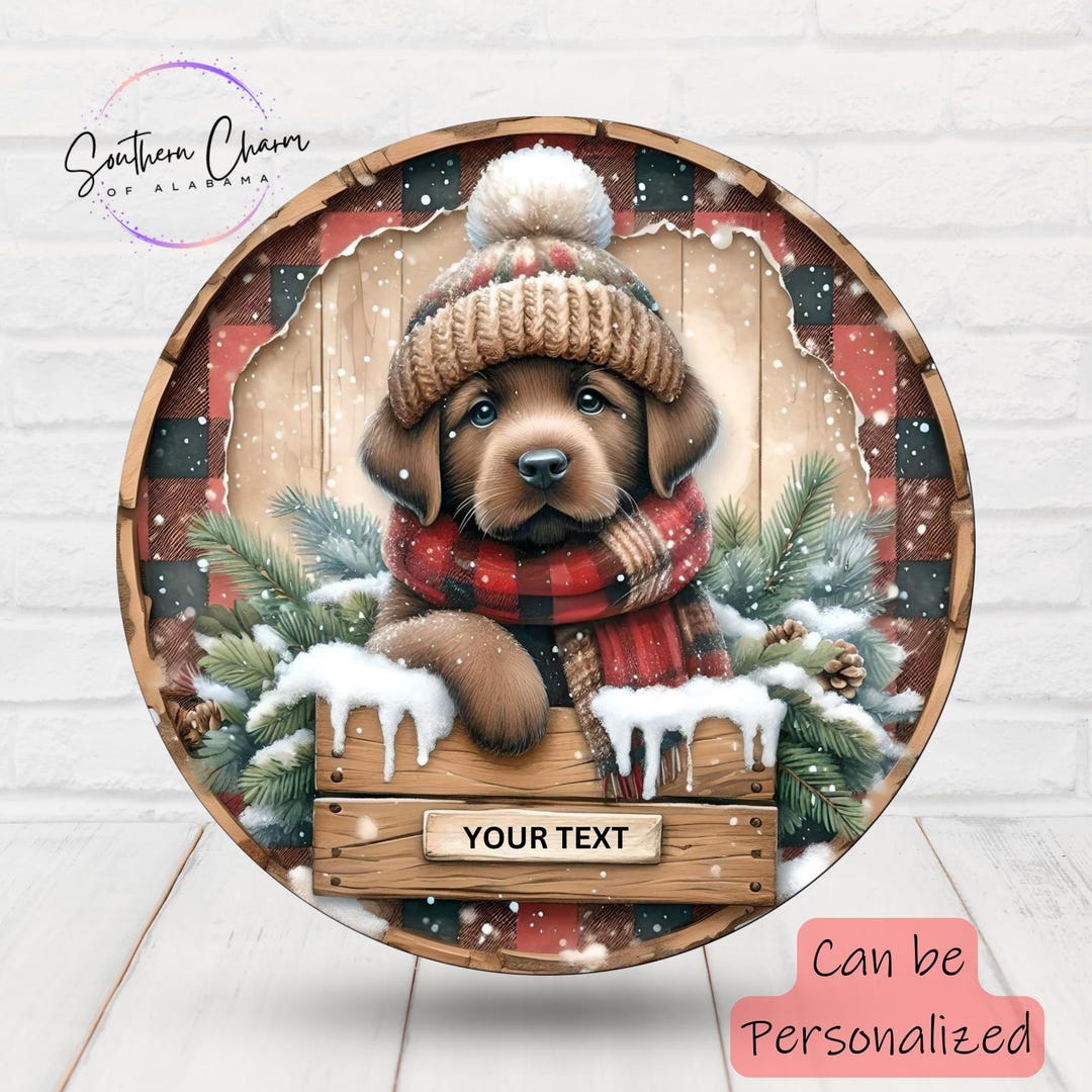 Personalized Labrador Puppy Sign. Door Decor, Door Hanger, Wreath Decor ...