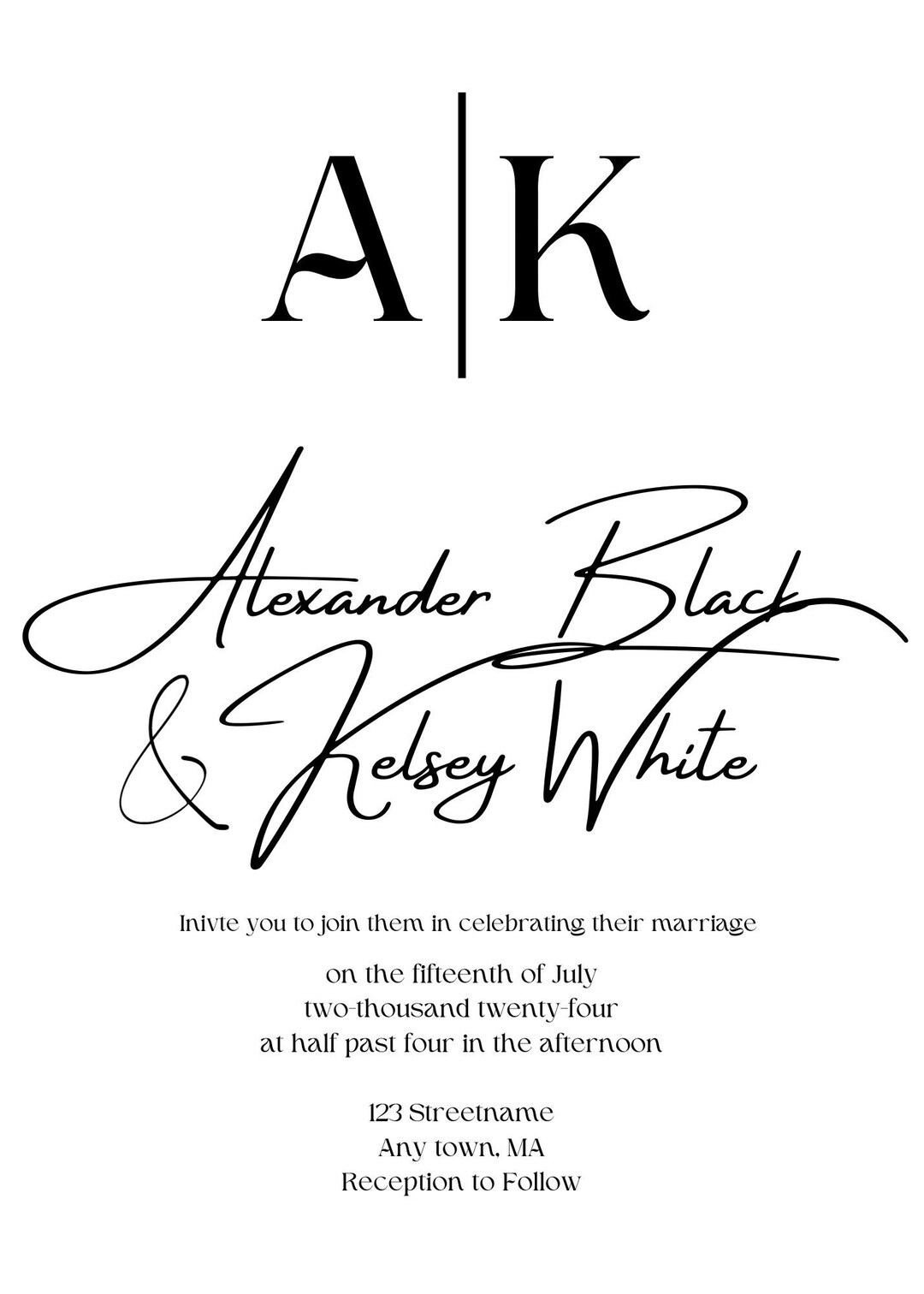 Simple Initial Wedding Invitation - Etsy