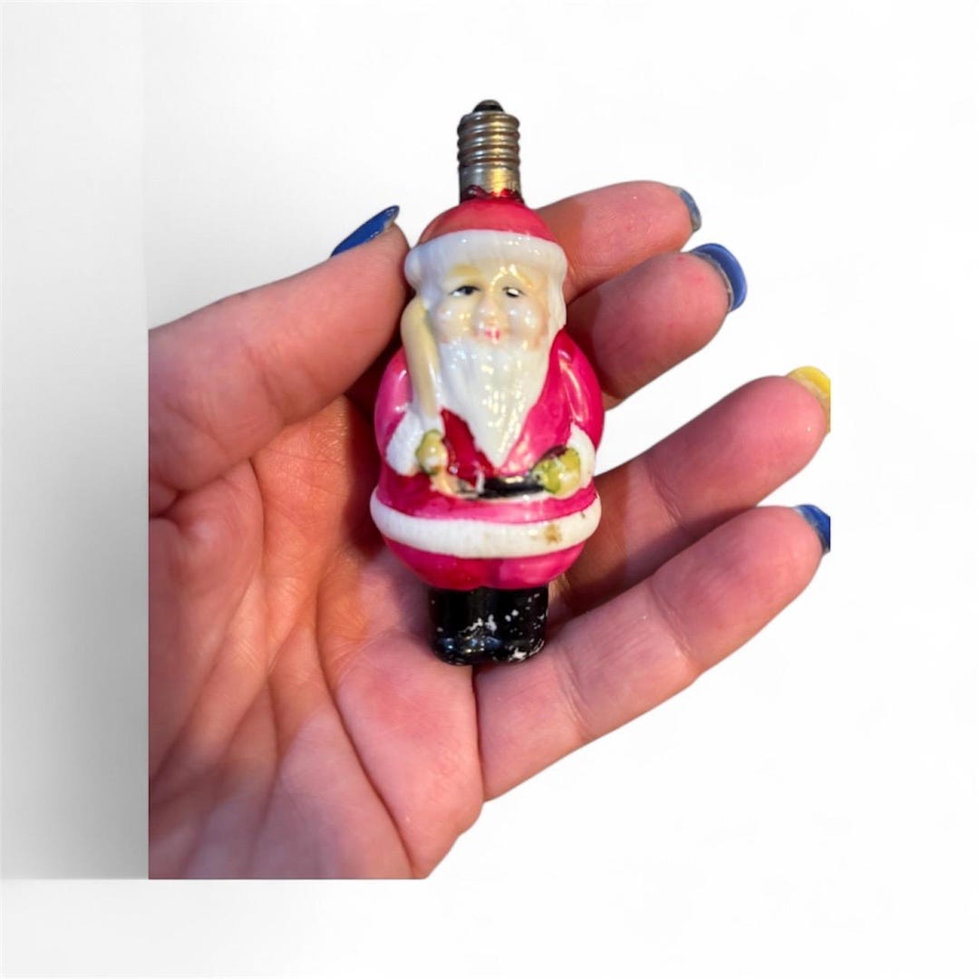 Vintage 1930'S Milk Glass Santa Bulb - Etsy