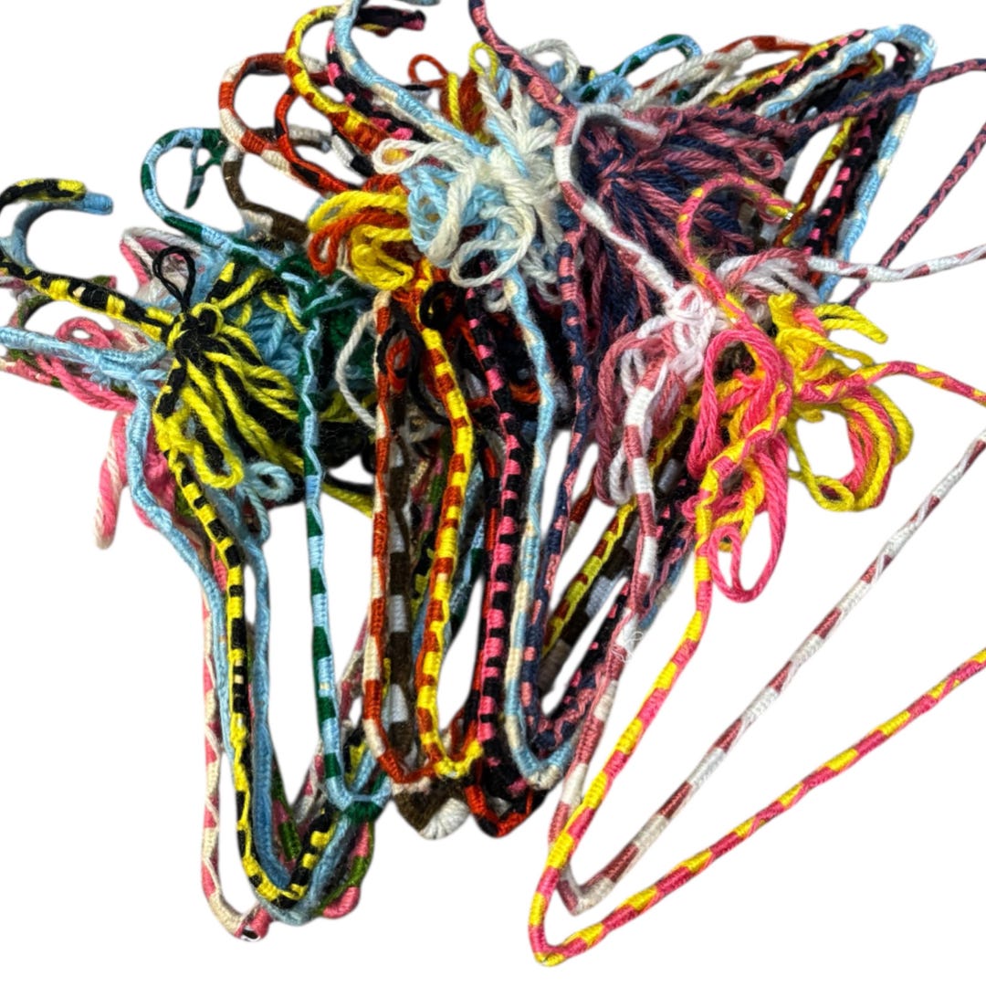Vintage Yarn Wrapped Hangers Retro 1970s Wrapped Wire Hanger Set – Boho ...